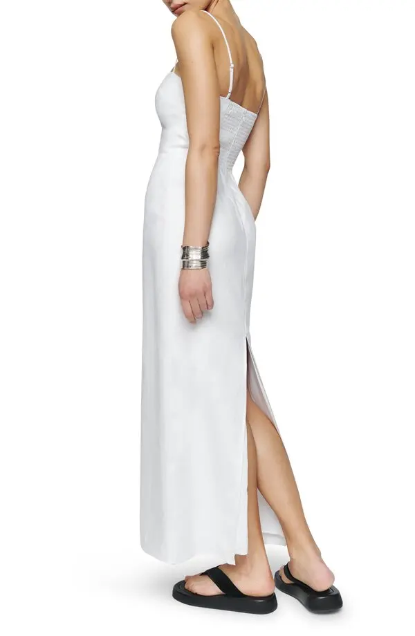 reformation frankie linen dress In Citrus - 50% Off skimming bodice flows into a graceful column skirt Reformation frankie dress floral -
