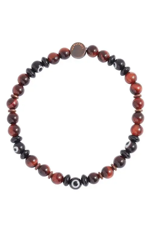 Caputo & Co Evil Eye Bead Bracelet - Red Tiger Eye