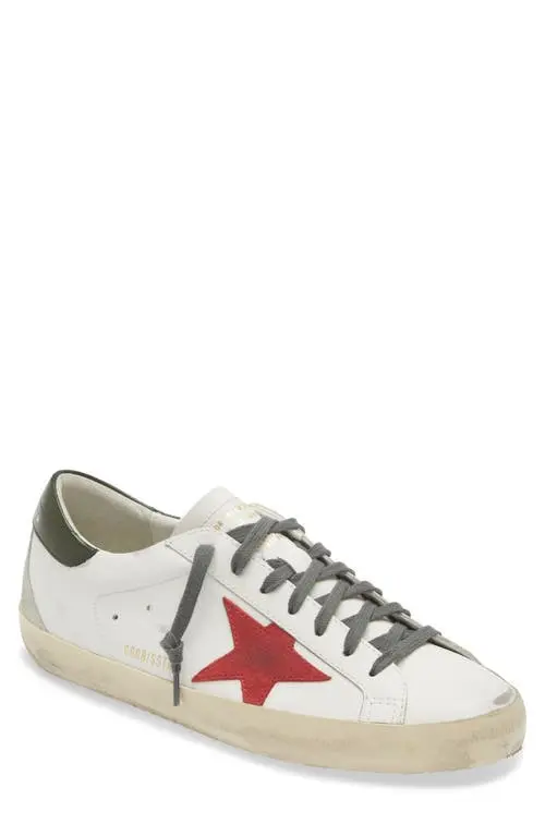 GOLDEN GOOSE Super-star Leather Sneaker - White/red/dark Green/ice