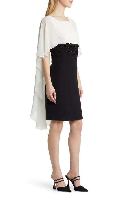 Shani Chiffon Cape Sheath Dress