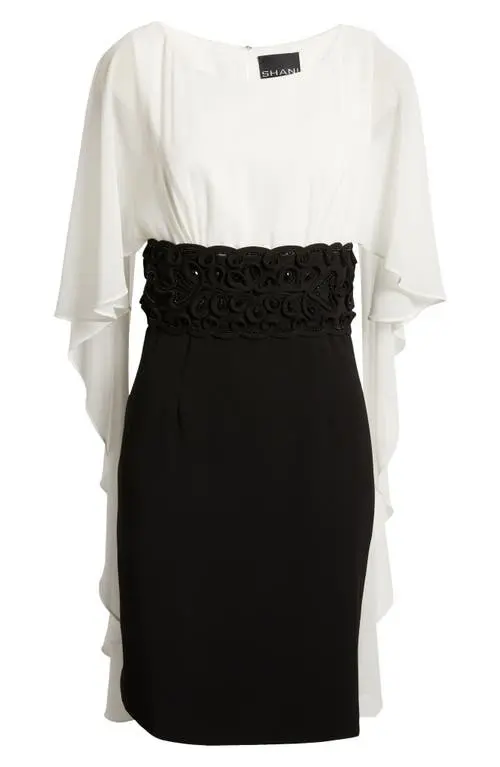 Shani Chiffon Cape Sheath Dress