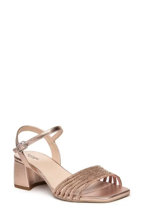 NEROGIARDINI Embellished Ankle Strap Sandal - Rose Gold