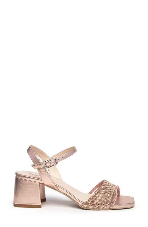 NEROGIARDINI Embellished Ankle Strap Sandal - Rose Gold