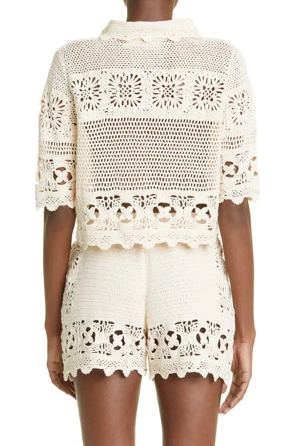 Zimmermann Cotton Crochet Crop Button-up Shirt
