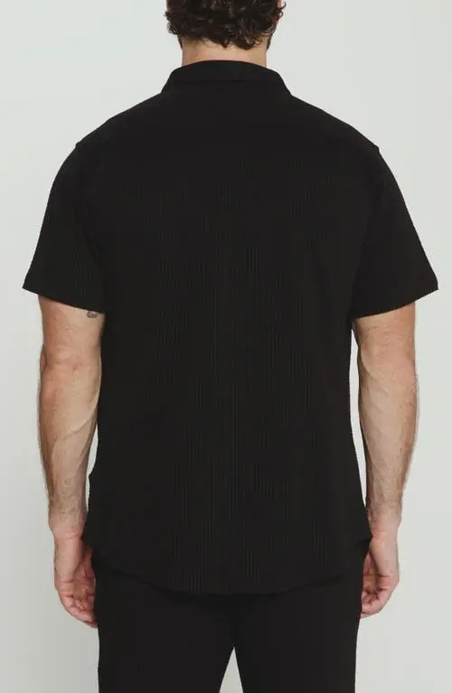 7 Diamonds Bennet Stripe Seersucker Short Sleeve Button-up Shirt - Black