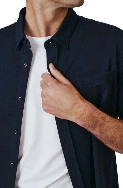 7 Diamonds Bennet Stripe Seersucker Short Sleeve Button-up Shirt - Navy