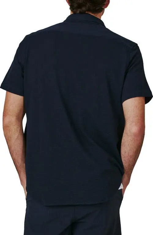 7 Diamonds Bennet Stripe Seersucker Short Sleeve Button-up Shirt - Navy
