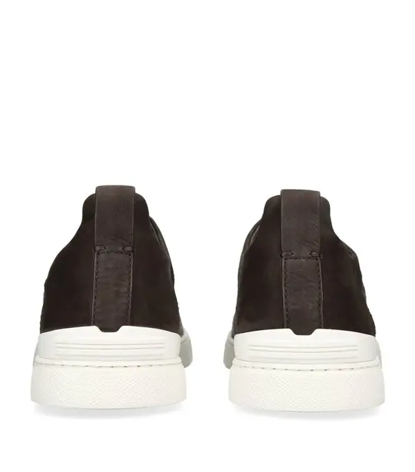 Zegna Leather-cashmere Triple Stitch Sneakers - Brown