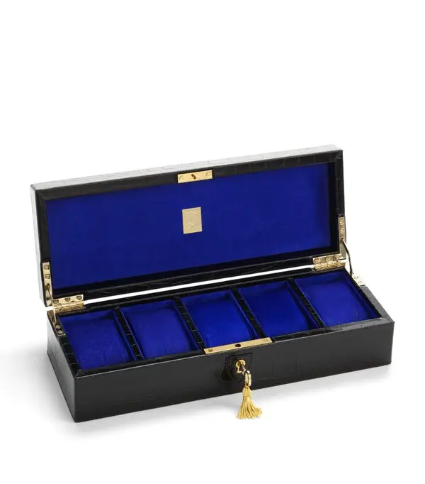 ASPINAL OF LONDON Croc Print Watch Box - Black