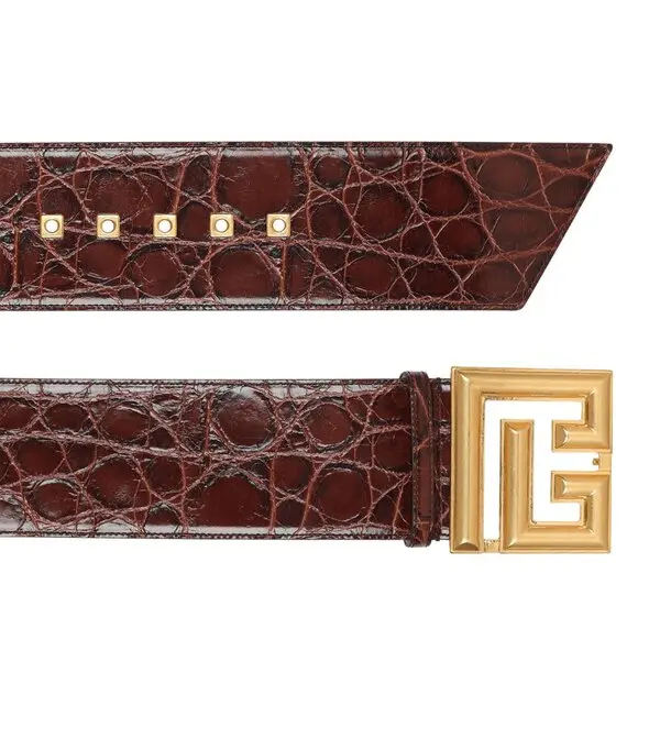 Balmain Monogram Wide Belt with Gold Buckle Balmain Monogram Buckled Leather B-Belt | Neiman Marcus main image 2