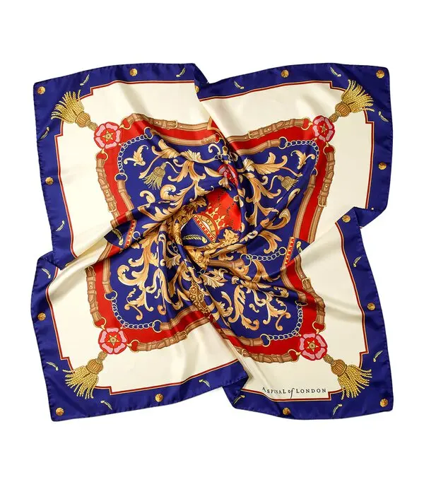 ASPINAL OF LONDON Silk Signature Scarf - Blue