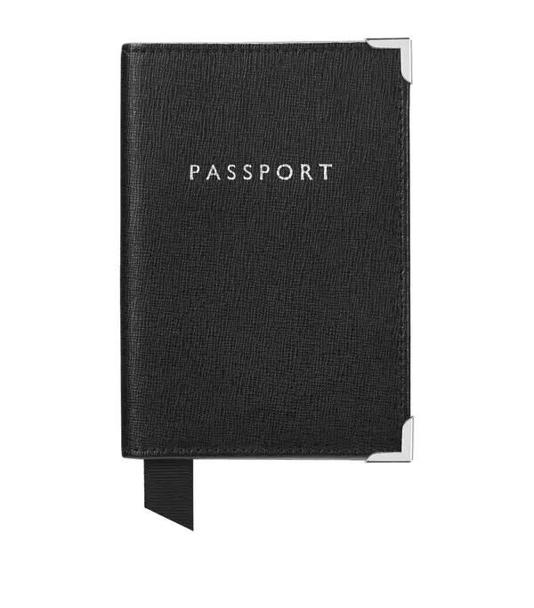 ASPINAL OF LONDON Saffiano Leather Passport Cover - Black