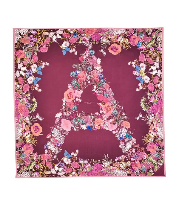 ASPINAL OF LONDON Silk Floral Scarf - Burgundy