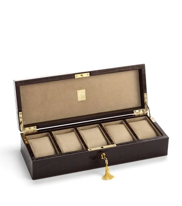 ASPINAL OF LONDON Croc Print Watch Box - Brown