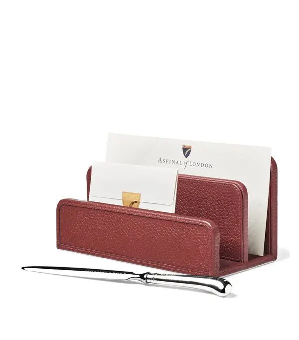 ASPINAL OF LONDON Leather Letter Rack - Red