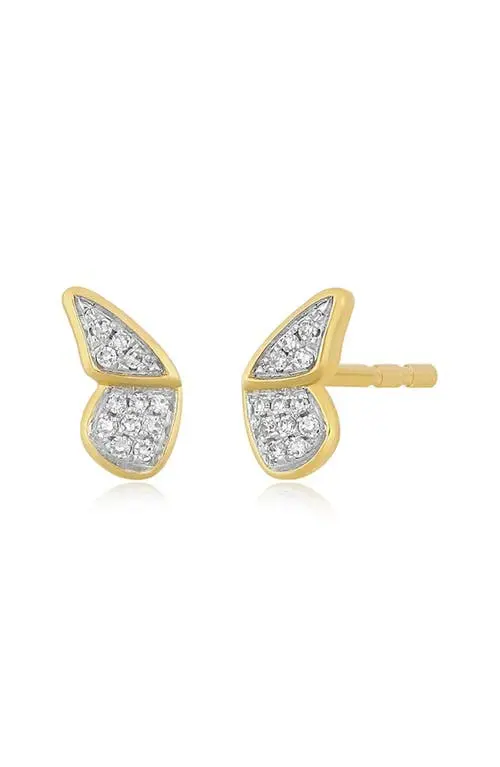 Ef Collection Flutter Diamond Butterfly Stud Earrings - 14k Yellow Gold