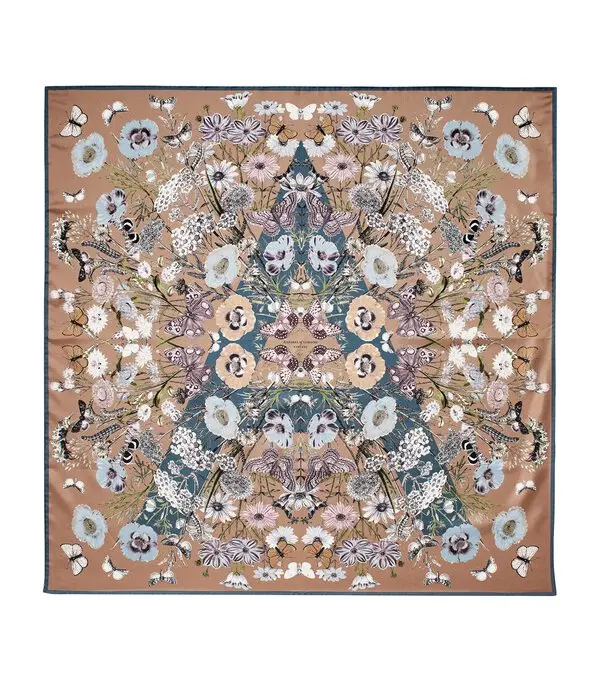 ASPINAL OF LONDON Silk Printed Square Scarf - Brown