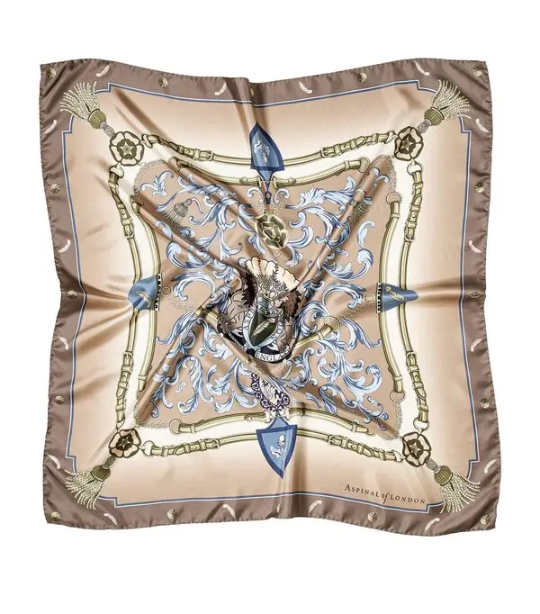 ASPINAL OF LONDON Silk Signature Printed Scarf - Brown