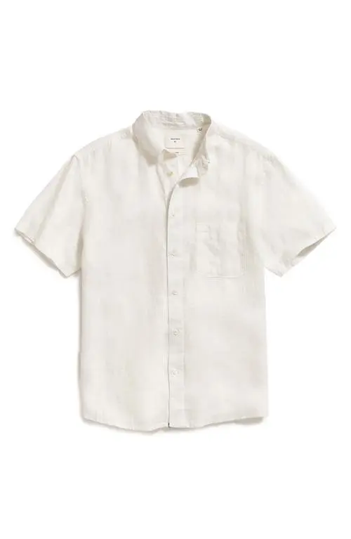 Billy Reid Tuscumbia Standard Fit Short Sleeve Linen Button-down Shirt - White