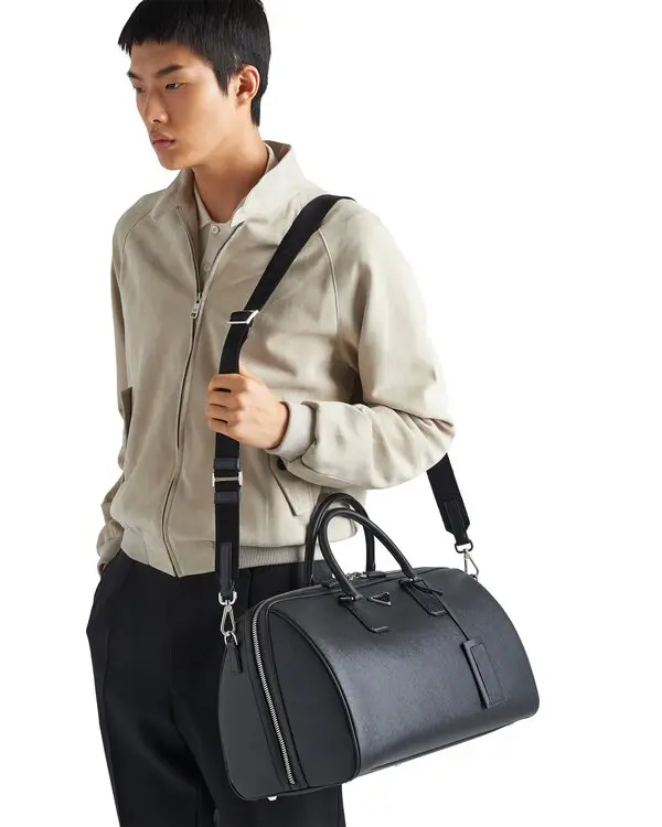 Prada Saffiano Leather Travel Bag - Black