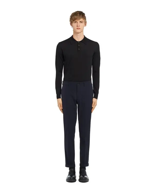 Prada Slim Fit Techno Fabric Trousers - Blue