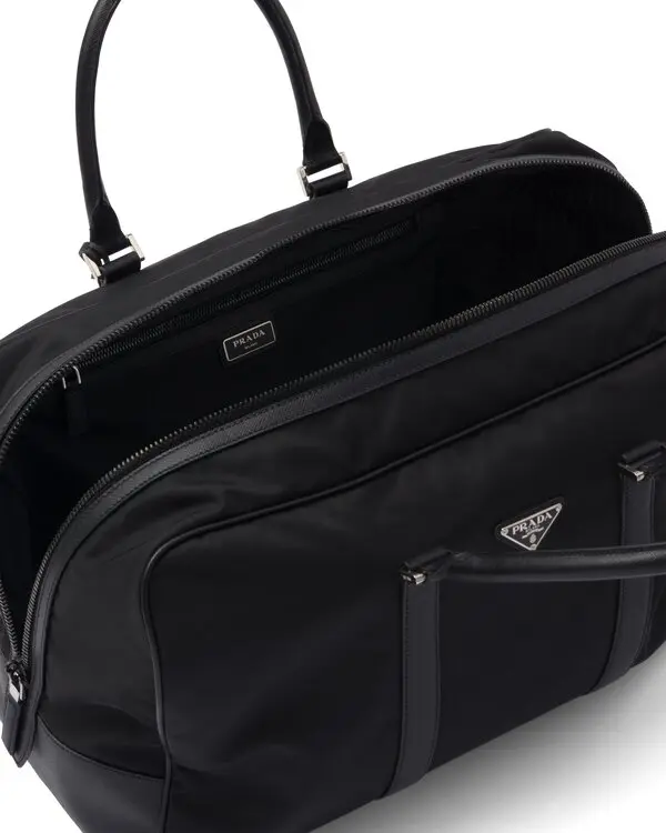 Prada Re-nylon And Saffiano Leather Duffle Bag