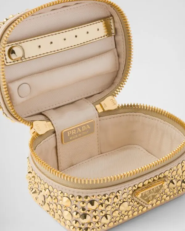 Prada Satin Jewelry Beauty Case With Crystals - Platinum