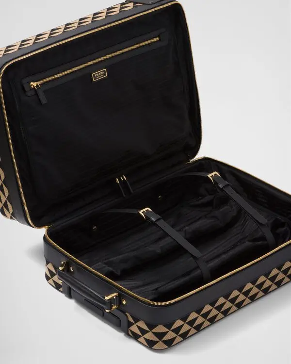 Prada Symbole Embroidered Fabric Trolley
