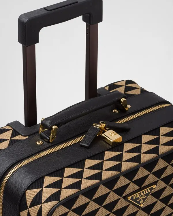 Prada Symbole Embroidered Fabric Trolley