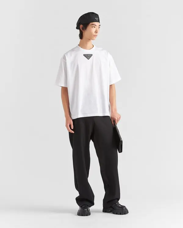 Prada Jersey And Re-Nylon T-Shirt - White | Editorialist