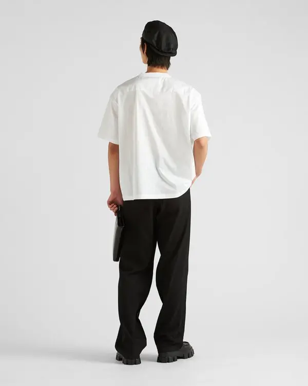 Prada Jersey And Re-Nylon T-Shirt - White | Editorialist
