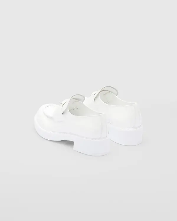 Prada Chocolate Patent Leather Loafers - White | Editorialist display picture 1