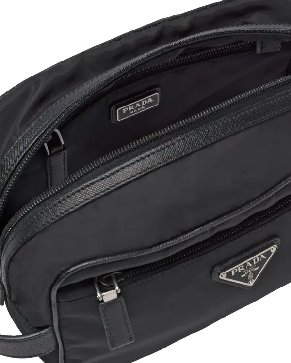 Prada Re-nylon And Saffiano Leather Travel Pouch