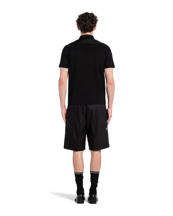 Prada Stretch Cotton Polo Shirt With Re-nylon Details
