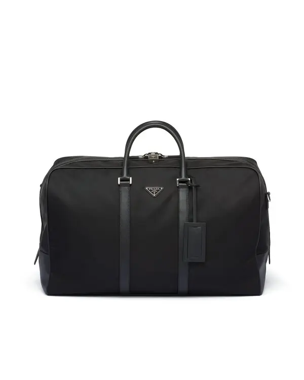 Prada Re-nylon And Saffiano Leather Duffle Bag - Black