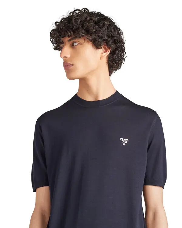 Prada Superfine Wool Crew-neck Sweater - Blue