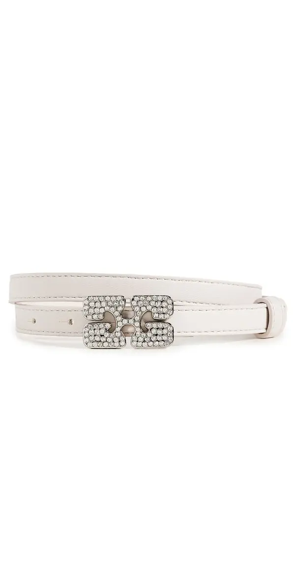 Ganni Logo Rhinestones Belt In Egret - 50% Off | Editorialist display picture 2