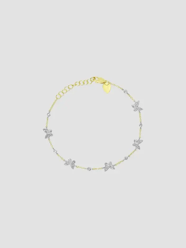 Meira T Two-tone 14k & .09 Tcw Diamond Butterfly Bracelet