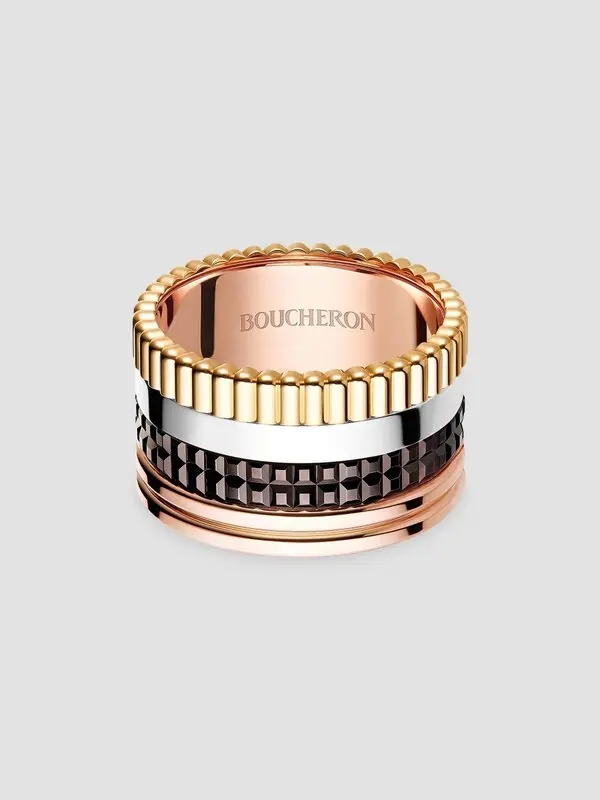 Boucheron Quatre Classique Tri-tone 18k & Pvd Large Ring - One-color