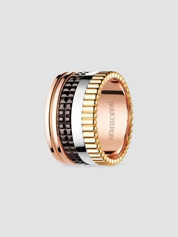 Boucheron Quatre Classique Tri-tone 18k & Pvd Large Ring - One-color