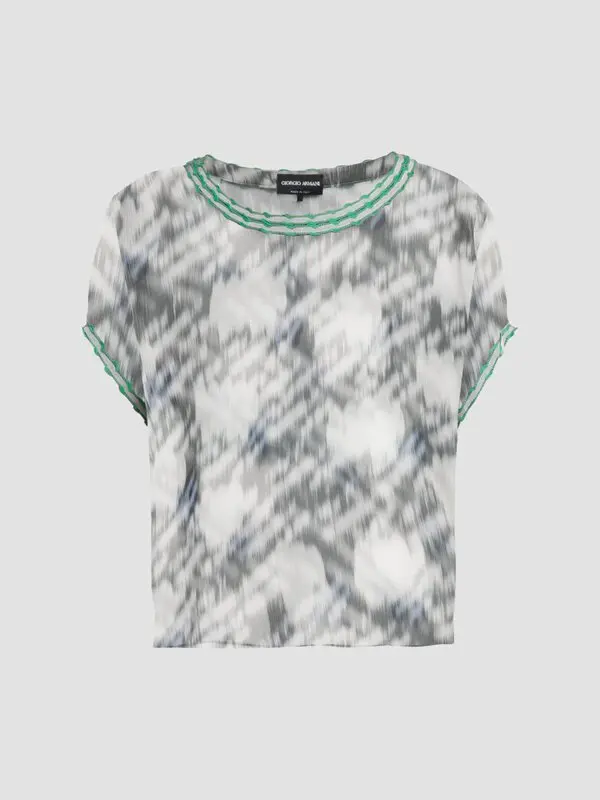 Giorgio Armani Printed Sheer Chiffon Top