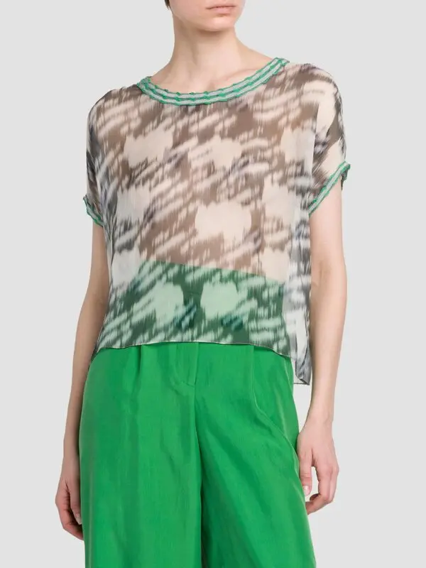 Giorgio Armani Printed Sheer Chiffon Top