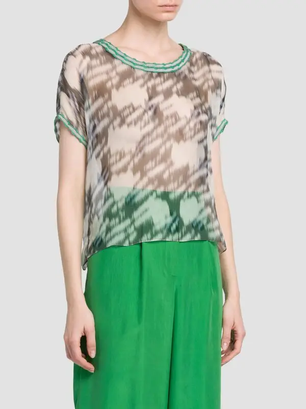 Giorgio Armani Printed Sheer Chiffon Top