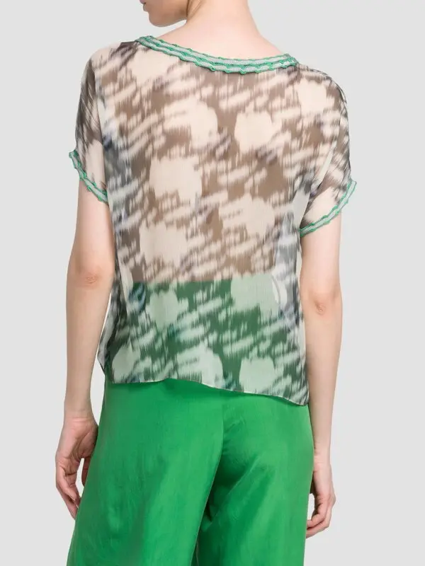 Giorgio Armani Printed Sheer Chiffon Top