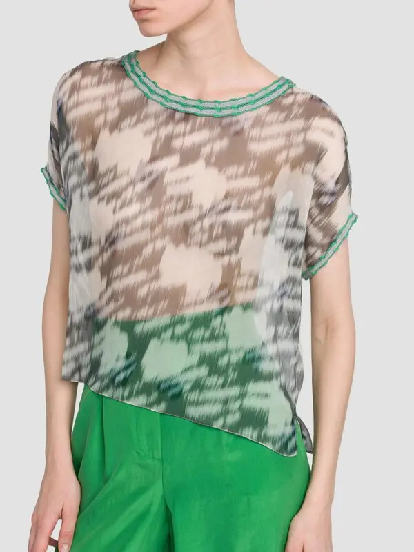Giorgio Armani Printed Sheer Chiffon Top