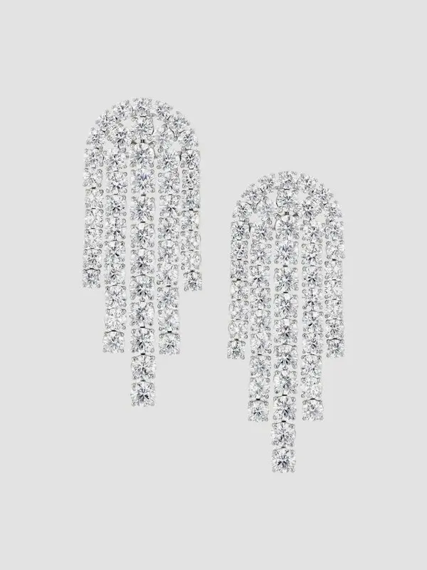 Adriana Orsini Bubbly -plated & Cubic Zirconia Tennis Chandelier Earrings - Rhodium