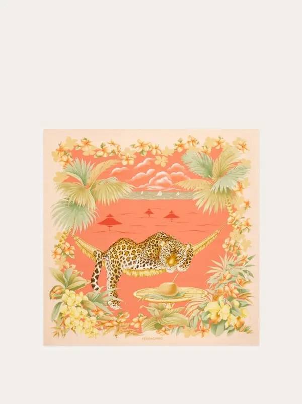 FERRAGAMO Jungle Print Silk Foulard - Pink