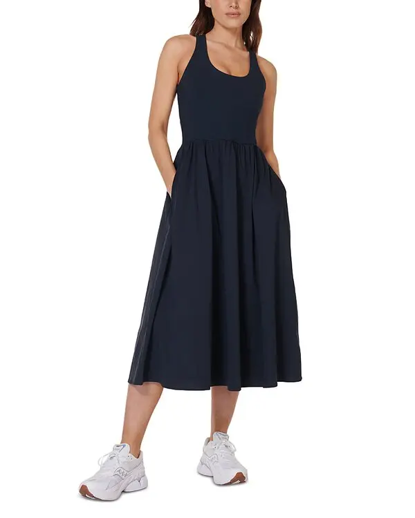 Sweaty Betty Explorer Ribbed Midi Dress - Navy Blue