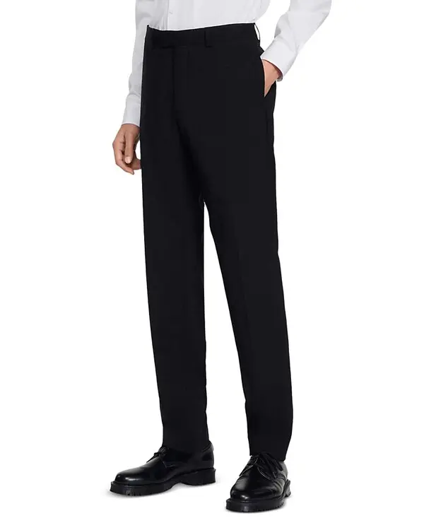 Sandro Solid Slim Fit Suit Trousers - Black