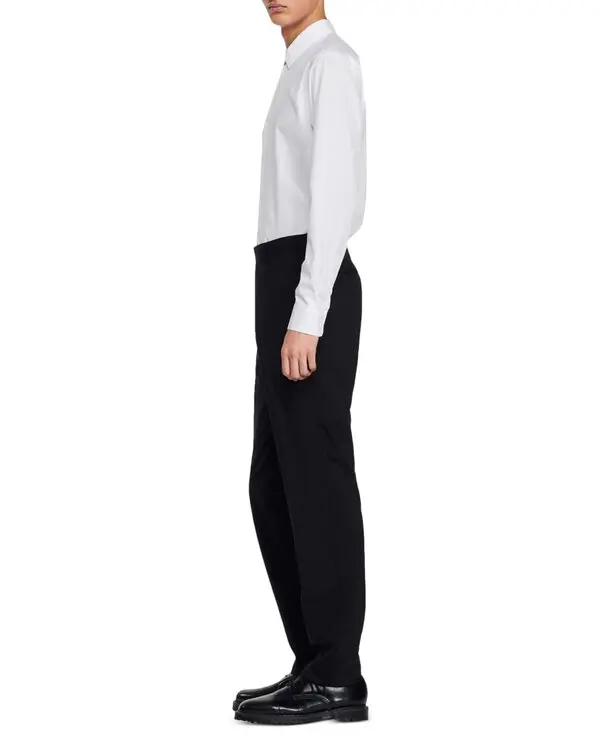 Sandro Solid Slim Fit Suit Trousers - Black